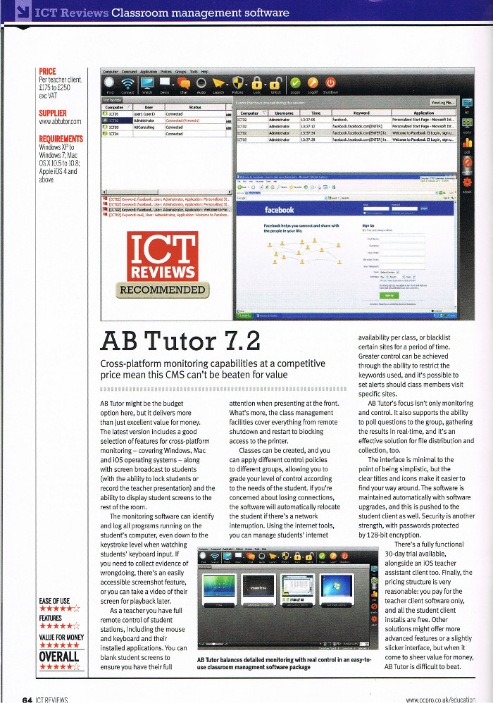AB Tutor PC Pro ICT Reviews Classroom Management Software 2013